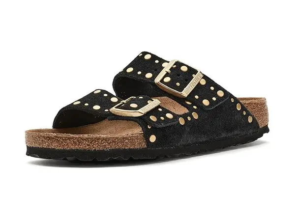BIRKENSTOCK Arizona Rivets Suede Sandals - Black