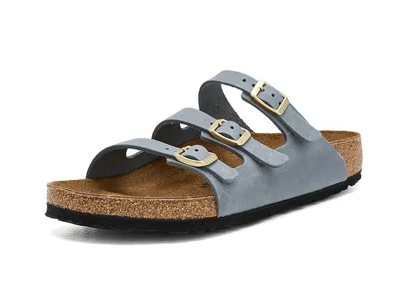 BIRKENSTOCK Florida Oiled Leather Dress Sandals - Gray