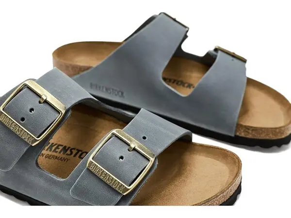 BIRKENSTOCK Arizona Oiled Leather Slide Shoes - Gray