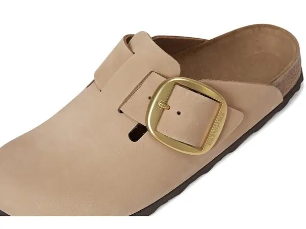 BIRKENSTOCK Boston Big Buckle Nubuck Leather Clogs - Brown