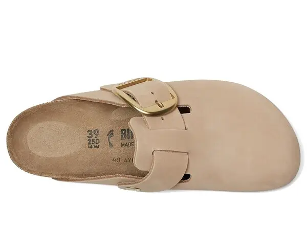 BIRKENSTOCK Boston Big Buckle Nubuck Leather Clogs - Brown