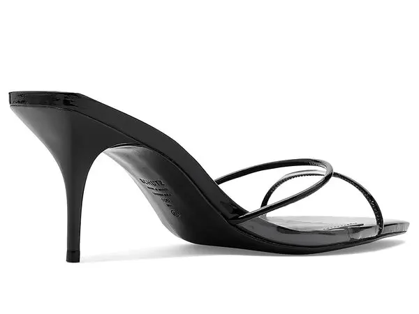 Schutz Elodie Vinyl Stiletto Heel Sandals - Black