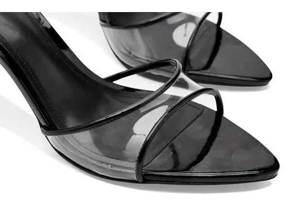 Schutz Elodie Vinyl Stiletto Heel Sandals - Black
