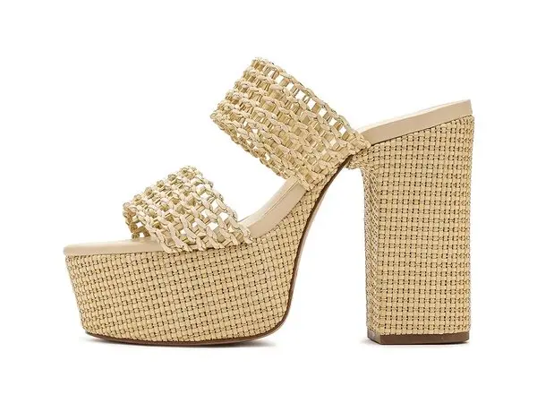 Schutz Aberdeen Raffia Platform Heeled Sandals