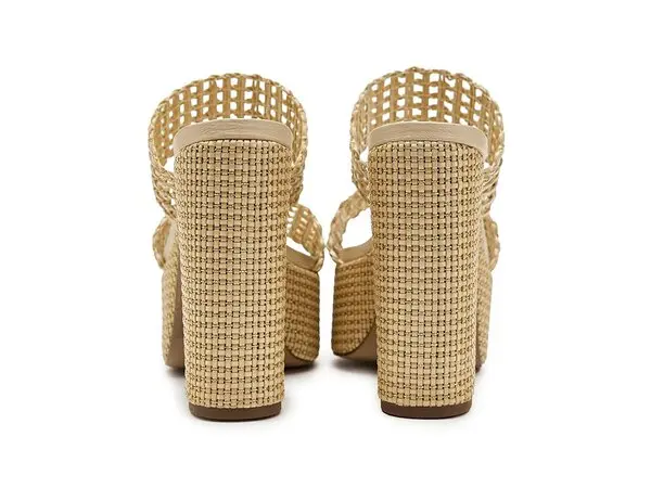 Schutz Aberdeen Raffia Platform Heeled Sandals
