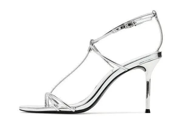 Schutz Jules Strappy Stiletto Sandals - Silver