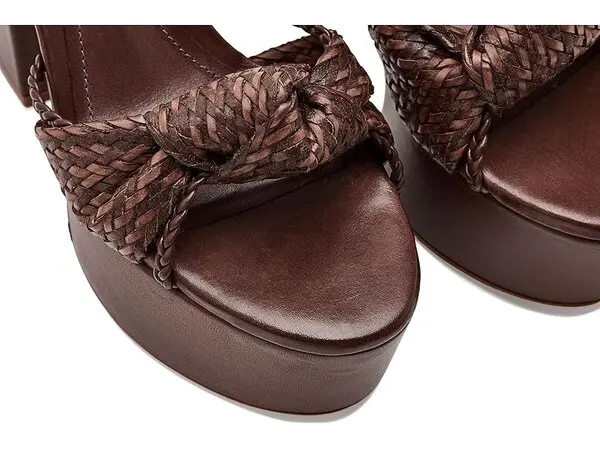 Schutz Kalina Platform Sandals Woven Knot Detail, Adjustable Straps - Brown