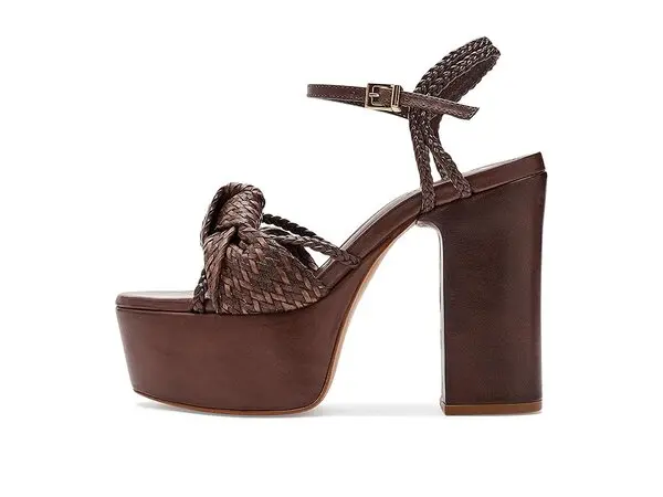 Schutz Kalina Platform Sandals Woven Knot Detail, Adjustable Straps - Brown
