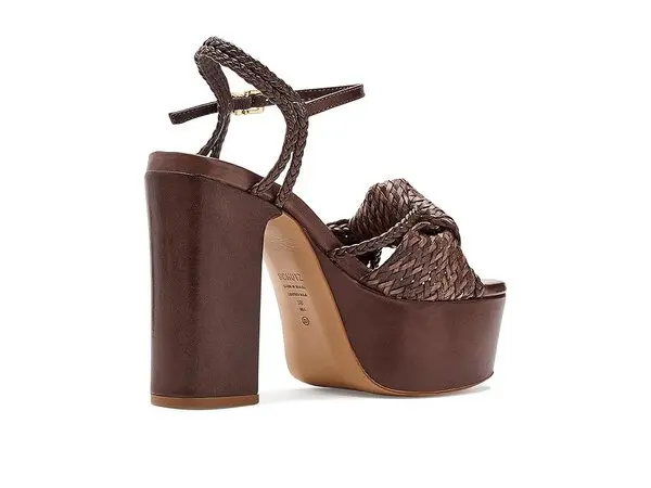 Schutz Kalina Platform Sandals Woven Knot Detail, Adjustable Straps - Brown
