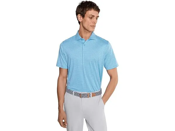 PUMA GOLF Brrr Stripe Golf Polo T Shirt Glow/puma Black - Blue