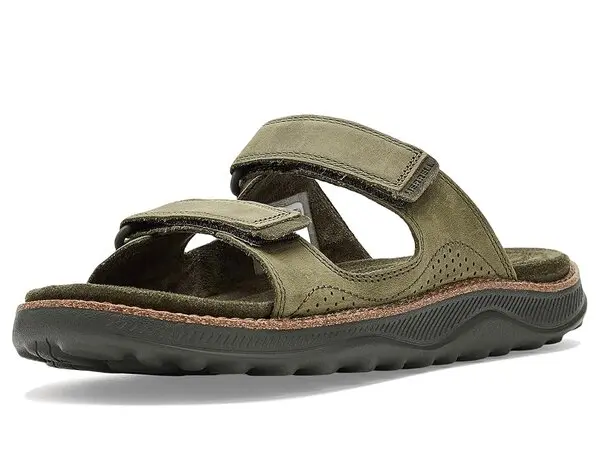 Merrell Cove Leather Slide Sandals - Dark Moss