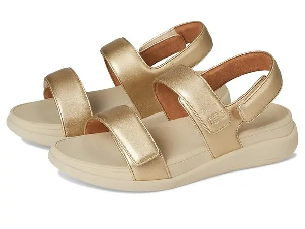Fitflop F-mode Go Adjustable Flatform Back-strap Sandals - Gold