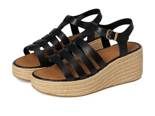 Fitflop Espadrille Fisherman Wedge Sandals - Black