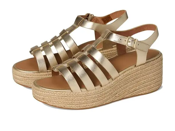 Fitflop Leather Fisherman Wedge Espadrille Sandals - Gold