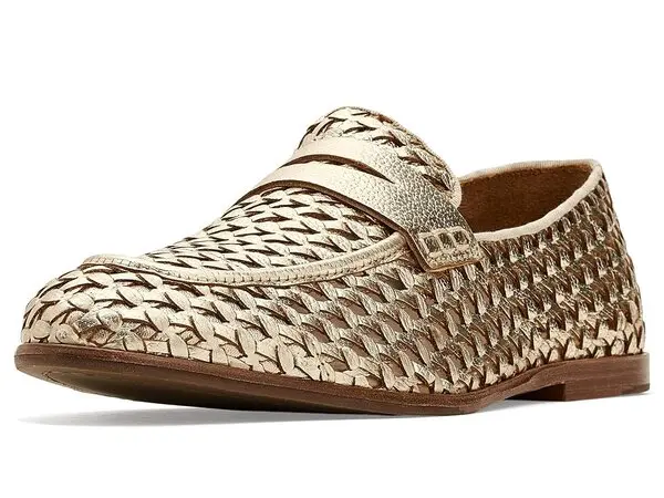 THE FRYE COMPANY Faith Woven Leather Loafers - Gold