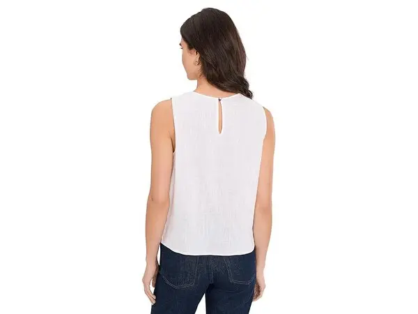 Vince Camuto Sleeveless Crew Neck Embellished Blouse - White