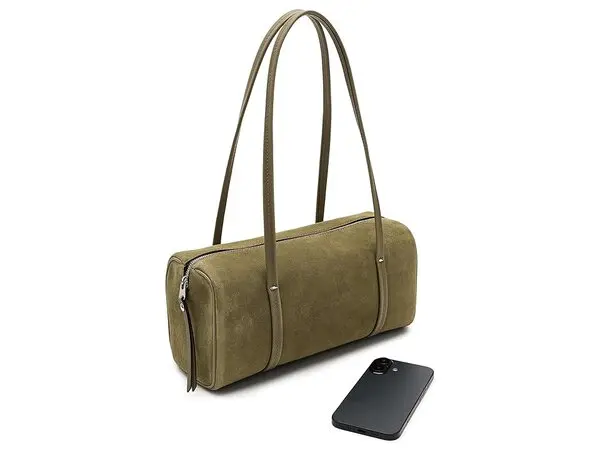 Madewell The Brioche Shoulder Bag In Suede - Olive