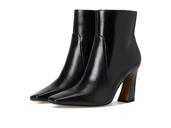 Vince Camuto Bayla Croc Embossed Pointed Toe High Heel Ankle Boots - Black