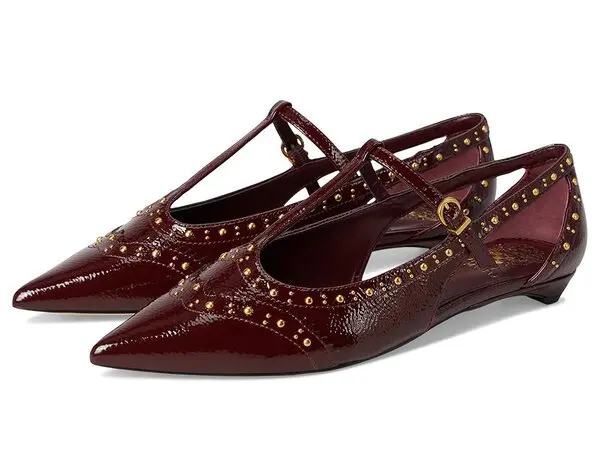 Vince Camuto Valkie Studded Kitten Heel T-strap Flat Mule - Orange
