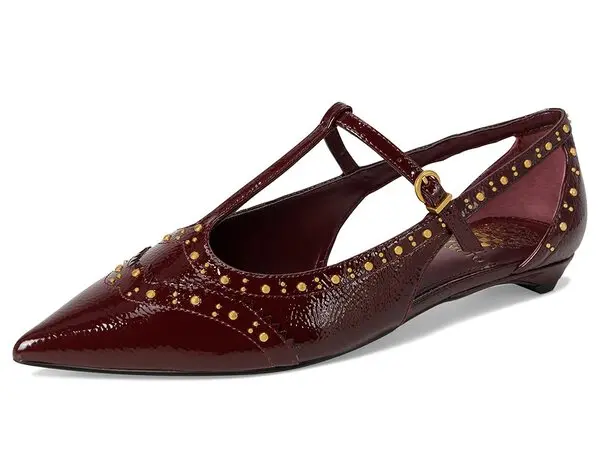 Vince Camuto Valkie Studded Kitten Heel T-strap Flat Mule - Orange