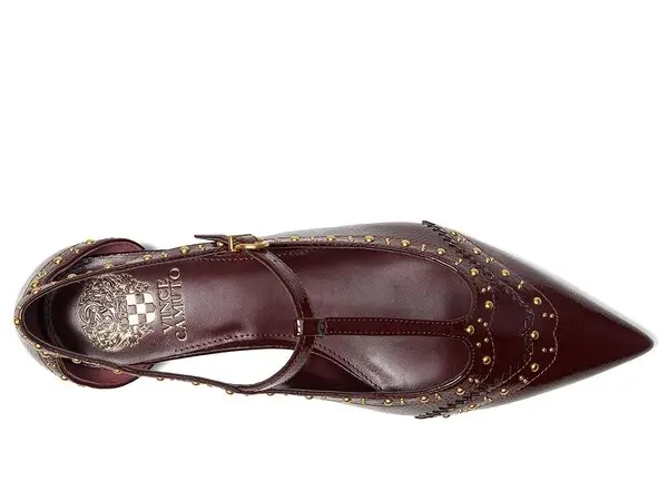 Vince Camuto Valkie Studded Kitten Heel T-strap Flat Mule - Orange