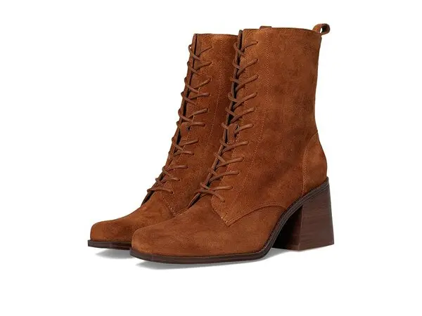 Vince Camuto Safina Lace Up Block Heel Combat Bootie - Brown