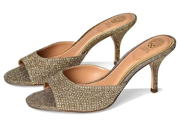 Vince Camuto Prynn Embellished Stiletto High Heel Mule Sandals - Bronze