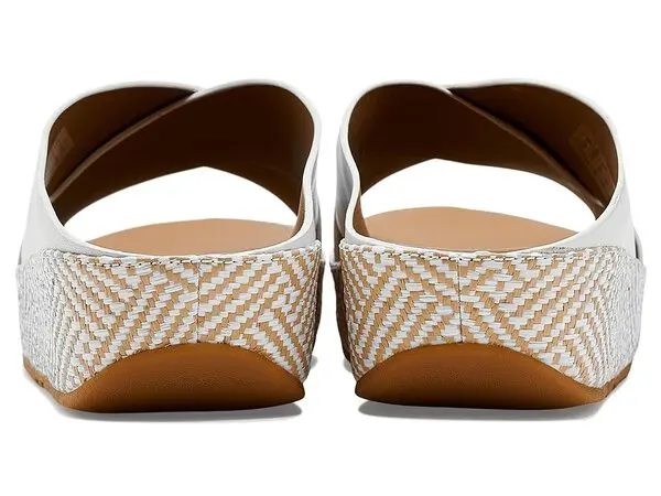 Fitflop Lulu Lux Graphic-weave Leather Cross Slides Wedge Shoes - Pink