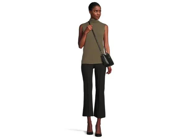 Vince Mid Rise Pintuck Crop Flare Pants - Black