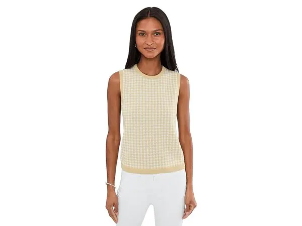 Vince Gingham Taneck Sweater Tank - Bone