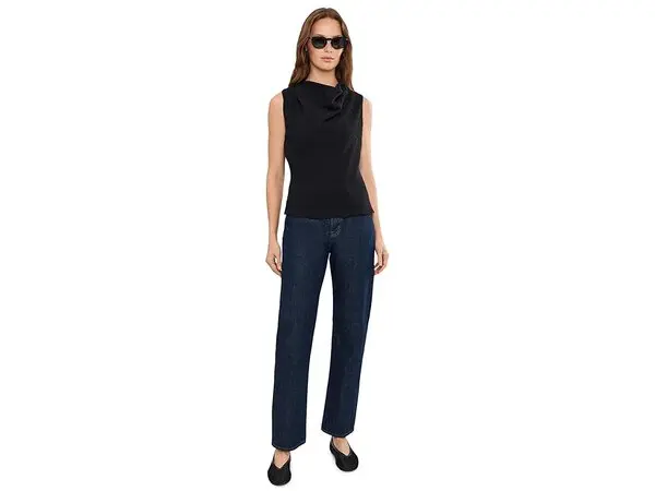 Vince Shadow Grid Cowl Neck Top - Black