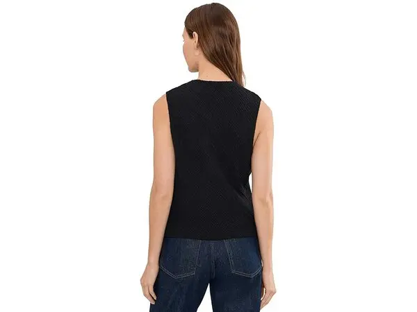 Vince Shadow Grid Cowl Neck Top - Black