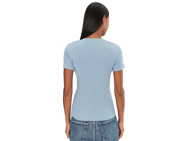 Vince Ribbed Short Sleeve Crew Neck T-shirt - Blue
