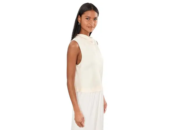 Vince Cropped Cowl Neck Top - Beige