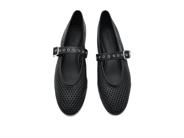 Madewell Remy Perforated Leather Mary Jane Flats - Black