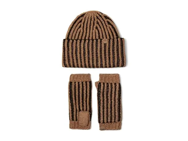 UGG Chunky Plaited Beanie And Mittens Set - Black