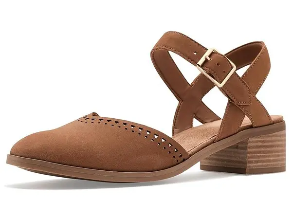 Toms Jaclyn Mary Jane Block Heel With Adjustable Strap - Brown