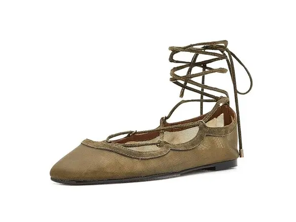 Madewell Greta Lace-up Ballet Flat In Mesh - Olive