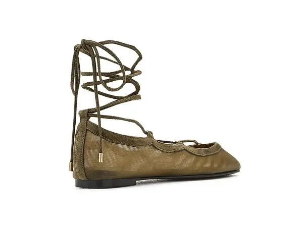 Madewell Greta Lace-up Ballet Flat In Mesh - Olive