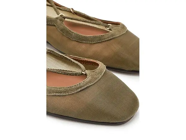 Madewell Greta Lace-up Ballet Flat In Mesh - Olive