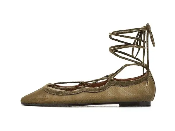 Madewell Greta Lace-up Ballet Flat In Mesh - Olive