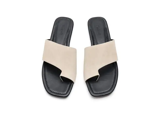 Madewell Maycie Suede Toe-loop Slide Sandals - Beige
