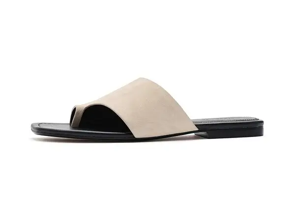 Madewell Maycie Suede Toe-loop Slide Sandals - Beige