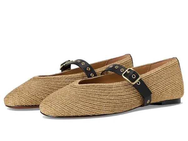 Madewell The Remy Mary Jane Flat In Straw - Multi