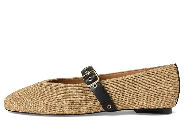 Madewell The Remy Mary Jane Flat In Straw - Multi