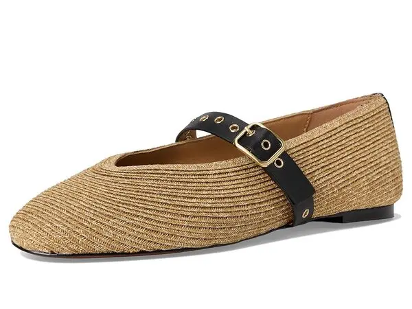 Madewell The Remy Mary Jane Flat In Straw - Multi
