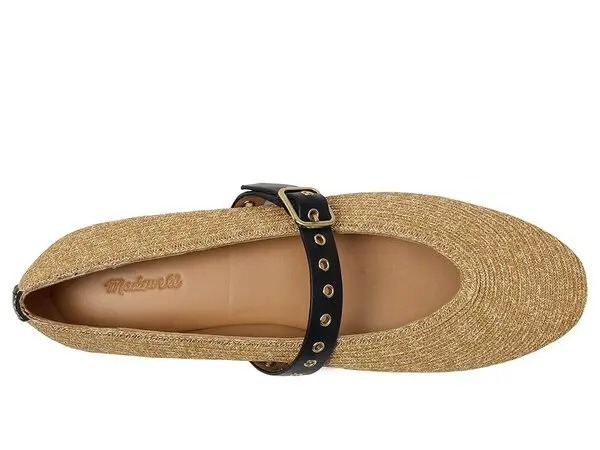Madewell The Remy Mary Jane Flat In Straw - Multi