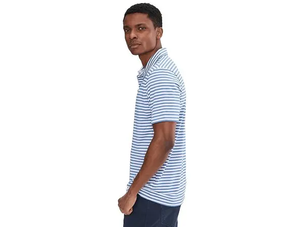 Lacoste Regular Fit Ultra Dry Striped Golf Polo Shirt Clothing /white - Blue