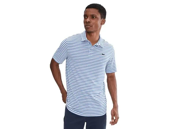 Lacoste Regular Fit Ultra Dry Striped Golf Polo Shirt Clothing - Blue/white