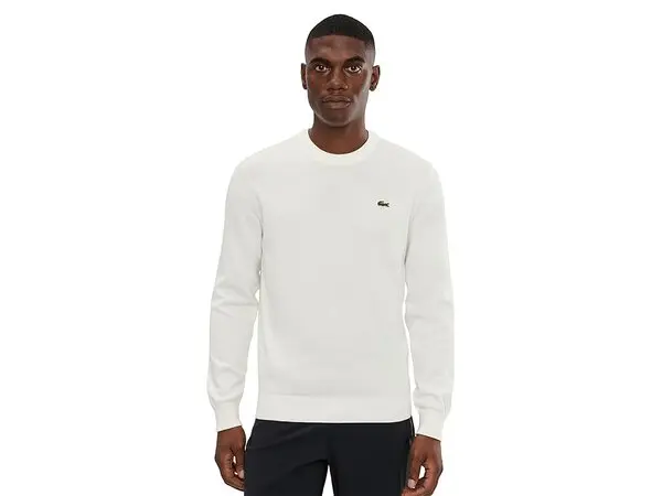 Lacoste Monochrome Crew Neck Cotton Sweater - White